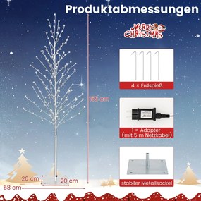 Costway Dekorační LED bříza 155 cm s teplým bílým světlem