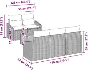 Sada zahradních pohovek 6 ks Černá polyratan 3347772