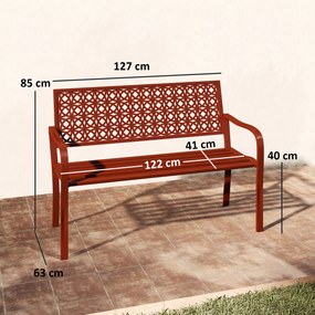 Outsunny 2místná zahradní lavička, lavička odolná proti povětrnostním vlivům, zahradní nábytek s opěradlem a područkami, lavička do parku s nosností …