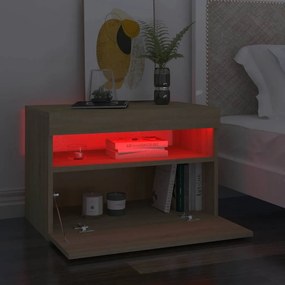 Noční stolek LED osvětlení dub sonoma 60x35x40 kompozitní dřevo 3082780