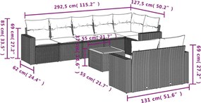 9dílná zahradní sedací souprava s poduškami černá polyratan 3224207
