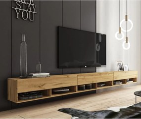 Široká TV skříňka 300 cm dub wotan Lowboard A (LOWA300WW + LED)