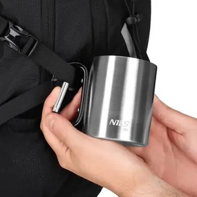 NILS Camp NC17110 Kempingový hrnek s karabinou 300ml černý