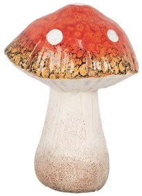 Bílo-červená keramická dekorace houba Muchomůrka S - 9*8*12 cm