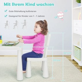 Costway 3 PCS. Kindersitzgruppe Kindertisch mit 2 Stühlen Kindermöbel aus – bílý