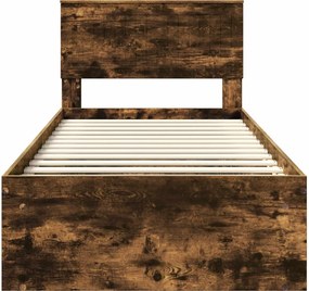 Rám postele s čelo Kouřový dub 90 x 200 cm Masivní borové dřevo 3410649