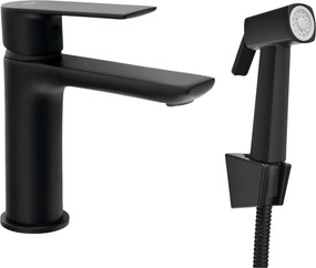 Aqualine - Umyvadlová baterie s bidetovou sprchou, matná černá SK401B