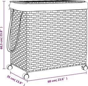 vidaXL Koš na prádlo s kolečky 60 x 35 x 60,5 cm ratan [372042] Barva: Černá