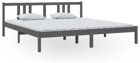 814901 vidaXL Rám postele šedý masivní dřevo 180 x 200 cm Super King
