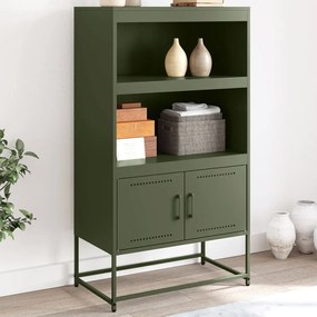 Skříň highboard olivově zelená 68,5 x 38,5 x 123,5 cm ocel