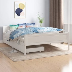 Rám postele se 2 zásuvkami bílý masivní borovice 140 x 200 cm,  3060500 HangarStore.cz
