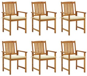 Zahradní židle s poduškami 6 ks masivní akáciové dřevo,  3078153