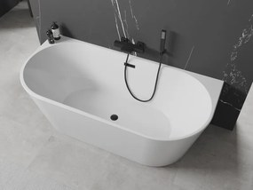 Mexen Oval volně stojící vana k přisazení ke stěně 170 x 80 cm, bílá, černý přepad - 52671708000-70