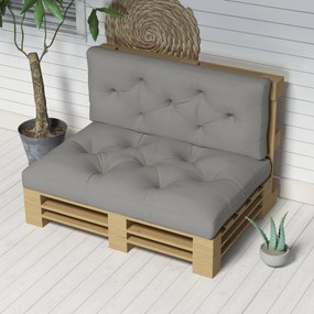 Outsunny 2dílná sada polštářů na paletovou sedačku – sedák 120 × 80 × 10 cm + opěrka 120 × 40 × 10 cm, UV-odolné a voděodolné, světle šedé