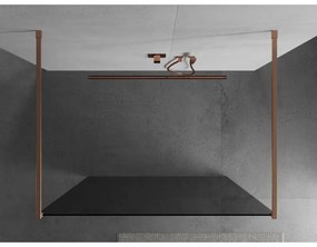 Mexen Kioto, sprchová zástěna Walk-In 100 x 200 cm, 8mm šedé sklo, měděný matný profil, 800-100-002-65-40