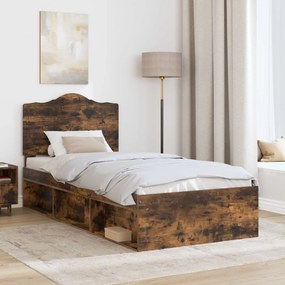 Rám postele Kouřový dub 100 x 200 cm Masivní borové dřevo 3413348