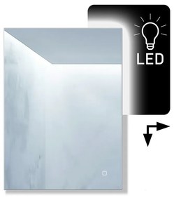 Amirro Zrcadlo do koupelny na zeď do pokoje do ložnice do předsíně na chodbu AMBIENTE 50 x 70 cm s LED podsvícením  po celém obvodu a dotykovým senzorem 410-951