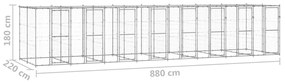vidaXL Venkovní psí kotec se střechou pozinkovaná ocel 19,36 m²