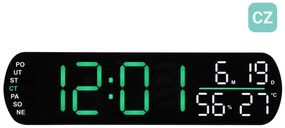 JVD Digitální černý budík do el. sítě JVD SB5512.4 se zelenými LED číslicemi