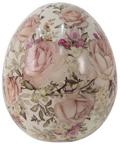 Keramické dekorační vajíčko s růžičkami Rosien - Ø14*16 cm