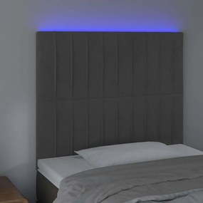 Čelo postele s LED tmavě šedé 100x5x118/128 cm samet 3122705