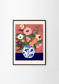 Plakát 30x40 cm Flowers on Blue Table – Carla Llanos – The Poster Club