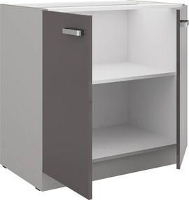 GREY gr | dolní skříňka 80 D 2F policová | 80 cm | světle šedá/tmavě šedá lesk