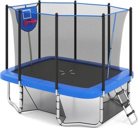 Costway 3 v 1 Obdélníková trampolína se žebříkem a basketbalovým košem