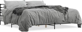 Rám postele šedý sonoma 200 x 200 cm kompozitní dřevo a kov 3280065