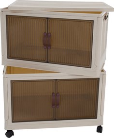 Skládací skříňka, bílá/hnědá, plast, POSA TYP 1