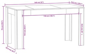 vidaXL Jídelní stůl černý 140 x 74,5 x 76 cm dřevotříska