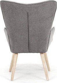 Relaxační křeslo ušák s podnožkou LYRO - šedá patchwork látka