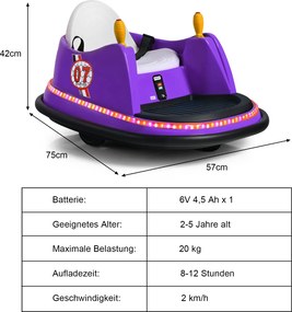 Costway 6 V dětská nárazníková auto elektrická vozidla se světly a hudbou