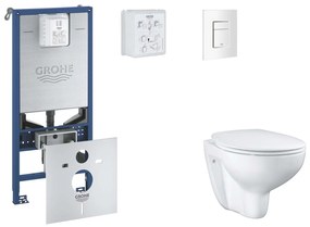 Grohe Rapid SLX - Set předstěnové instalace, klozetu, sedátka SoftClose a tlačítka Skate Cosmopolitan, alpská bílá SANI11BB3101