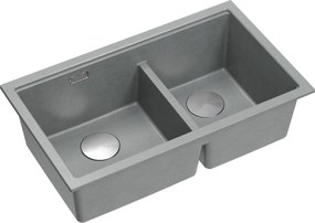QUADRON Šedý kuchyňský granitový dřez Logan 120, dvoukomorový k instalaci pod kuchyňskou desku
