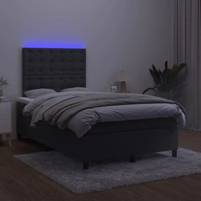Box spring postel s matrací a LED černá 120x200 cm samet 3136355