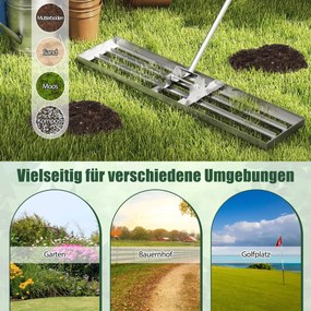 Costway Urovnávací hrábě s ergonomickou rukojetí, robustní nářadí na trávu