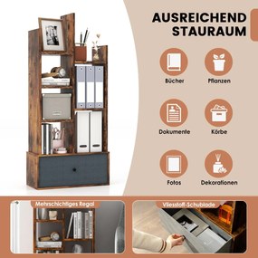 Costway 7-Tier otevřená knihovna se zásuvkou – 53 × 24 × 118 cm