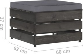 vidaXL Dílčí taburet s poduškou šedě impregnované dřevo [3074524] Barva: antracitová a šedá