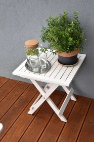 Vingo Dřevěný skládací stolek hranatý – 50 x 50 cm, bílý
