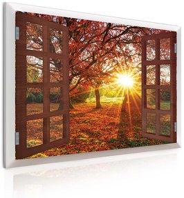 3D obraz okno podzimu Velikost (šířka x výška): 50x40 cm