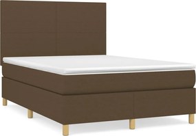 Box spring postel s matrací tmavě hnědá 140x200 cm textil 3142180
