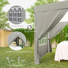 Outsunny altán 2,5x2,5 m, vodoodpudivý stabilní zimní pop-up skládací altán, UV ochrana 50+, skládací párty stan zahradní stan se 4 bočními panely ta…