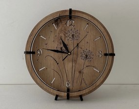 Li-Go "Pampeliška" Dřevěné hodiny 32/50 cm Provedení rámu, povrchu: dub světlý, rozměr obrazu: 32 cm