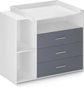 Přebalovací komoda, 3 zásuvky, bílá/šedá