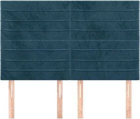 Čelo postele tmavě modré 144x5x118/128 cm sametové 3116524