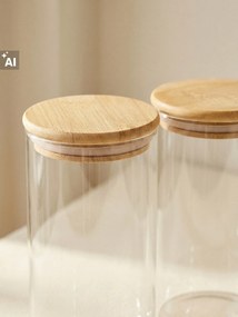 Sinsay - Skleněné nádoby na potraviny s bambusovými víčky 2 pack - clear