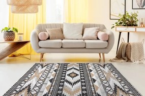 Dywany Łuszczów Kusový koberec Cooper Sisal Aztec 22235 ecru/black – na ven i na doma - 140x190 cm