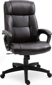 HOMCOM Ergonomická Nastavitelná Kancelářská Židle s Otočnými Kolečky 360° a Syntetickým PU Potahem 64 x 73 x 106-115,5 cm Čokoládová | Aosom
