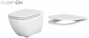 Cersanit Caspia, závěsná wc mísa + antibakteriální sedátko z duroplastu SET 741, bílá, K701-103